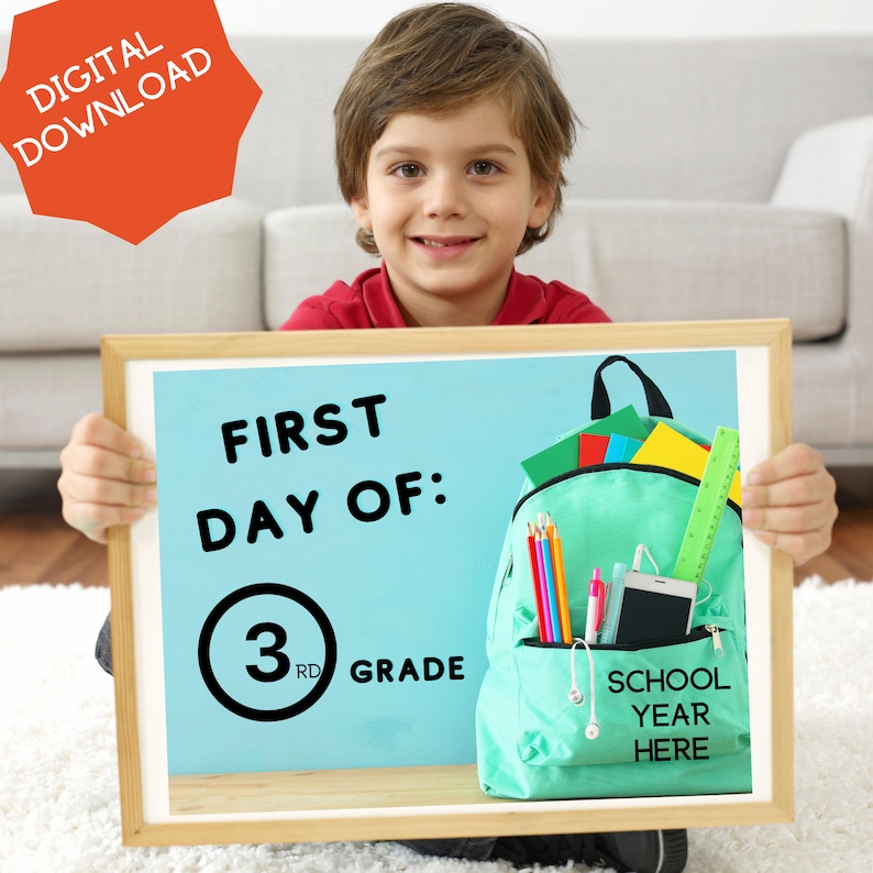 First Day of Third Grade, First Day of Class Printable, Back to School ...