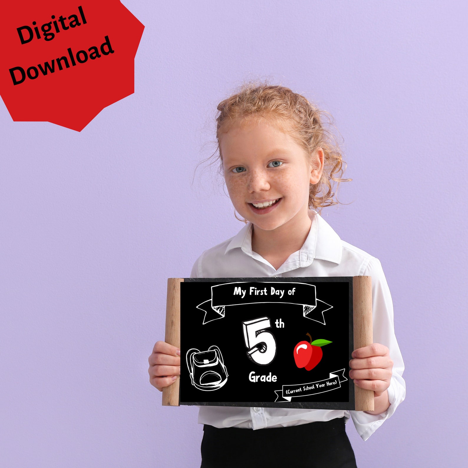 First Day of Fifth Grade, First Day of Class Printable, Back to School ...