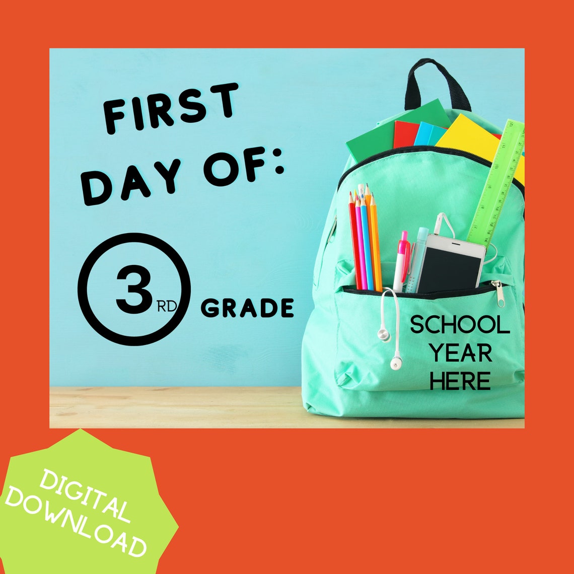 First Day of Third Grade, First Day of Class Printable, Back to School ...