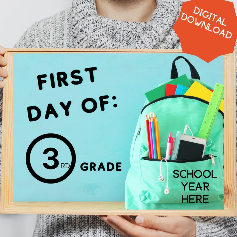 First Day of Third Grade, First Day of Class Printable, Back to School ...
