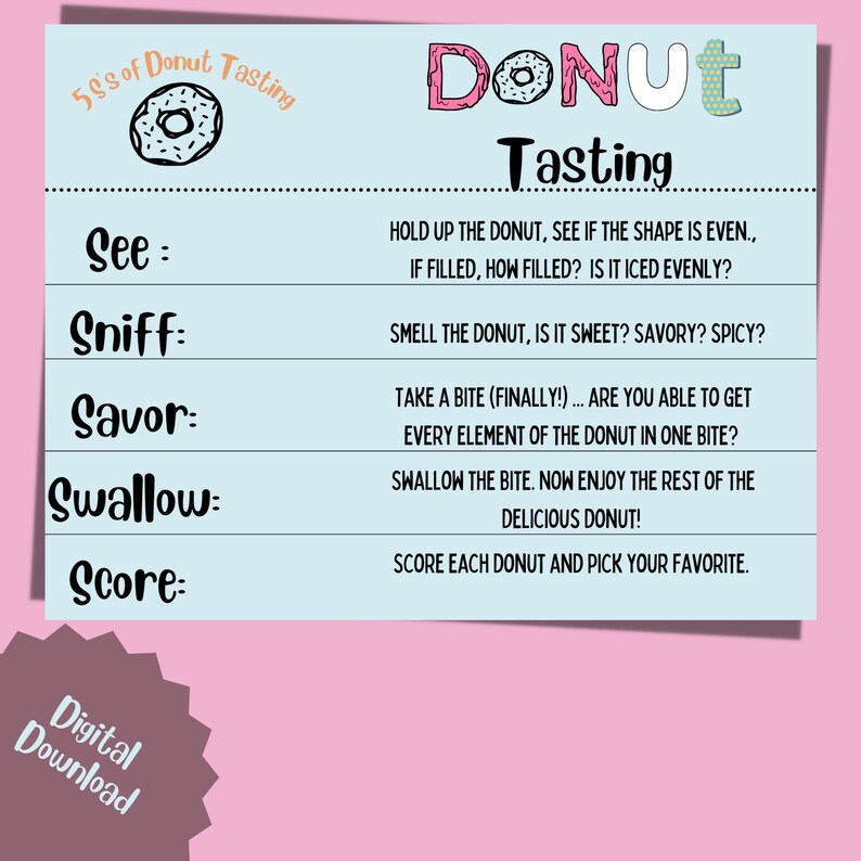 Donut Tasting Kit, Game Night, Fun Games, Bridal Shower Game, Unique ...