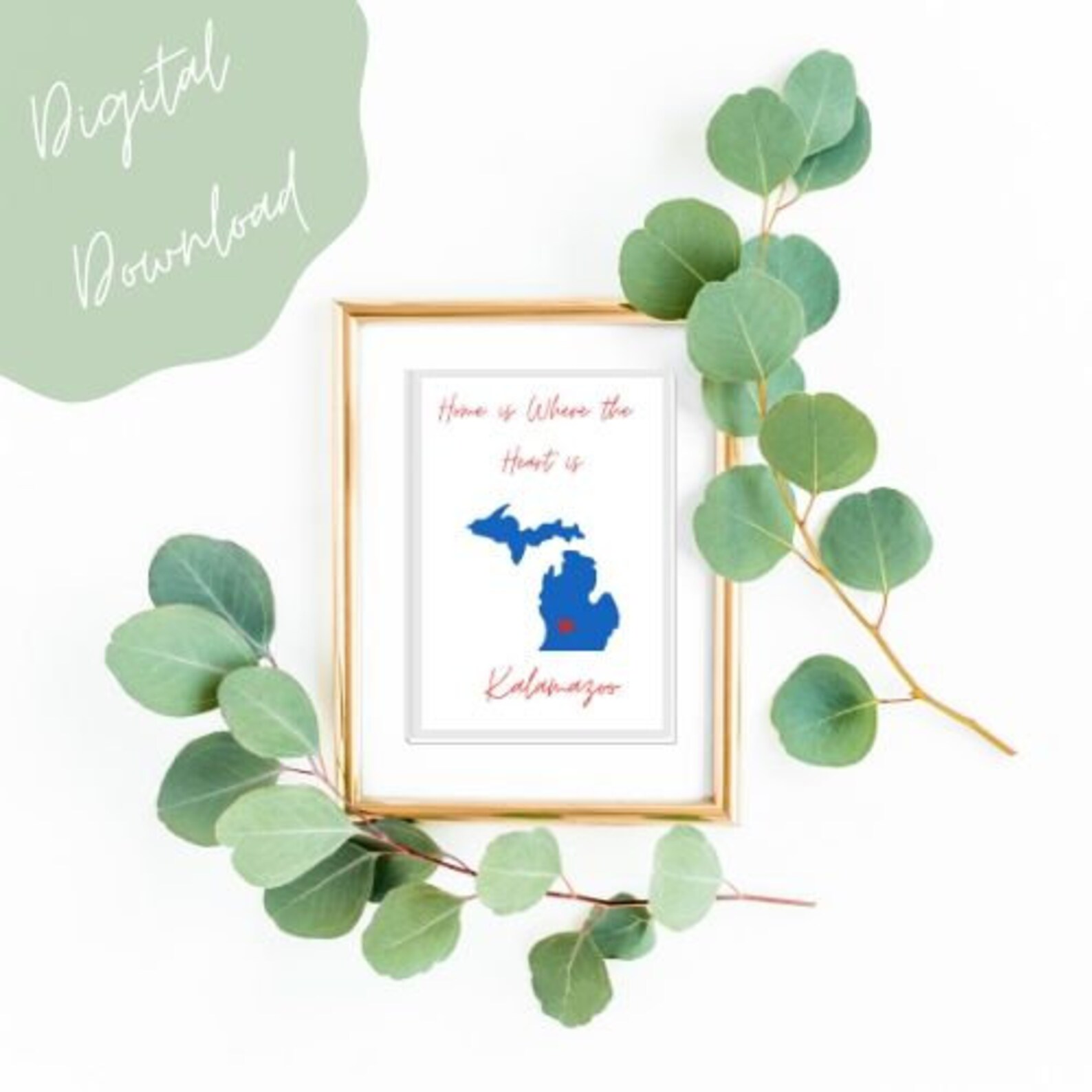 Michigan Artwork/kalamazoo Art/simple Michigan Art/mitten State Art ...