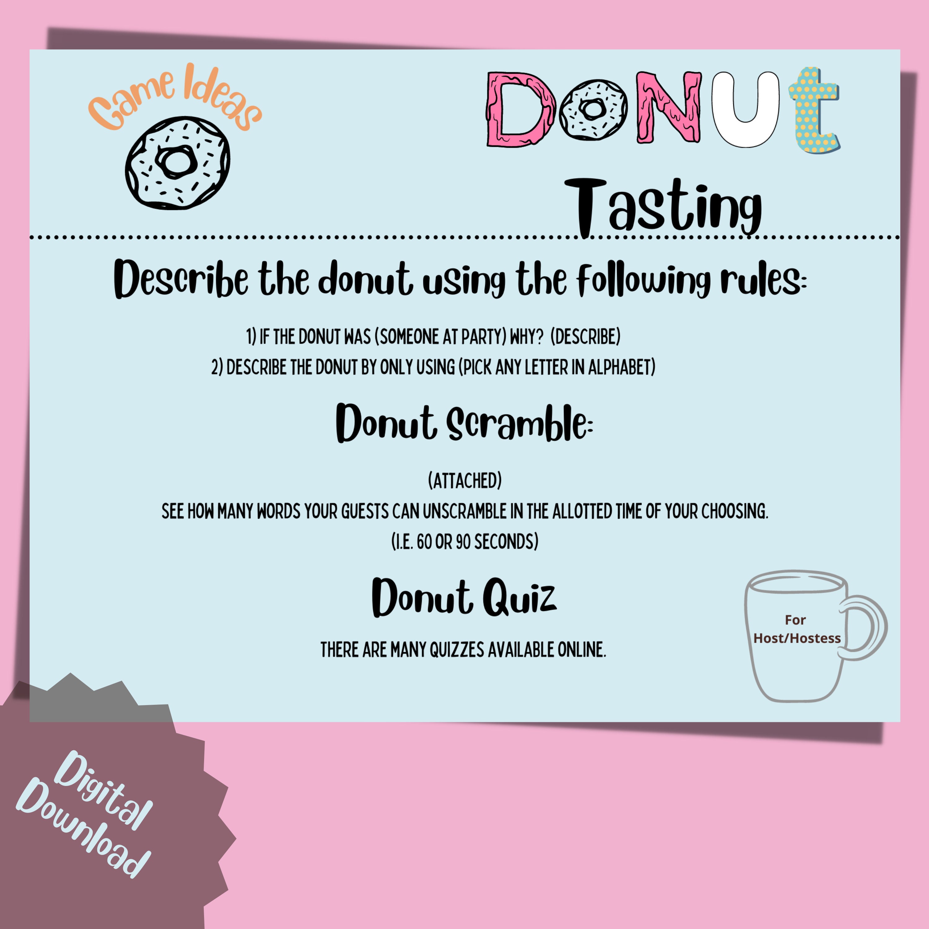 Donut Tasting Kit, Game Night, Fun Games, Bridal Shower Game, Unique ...