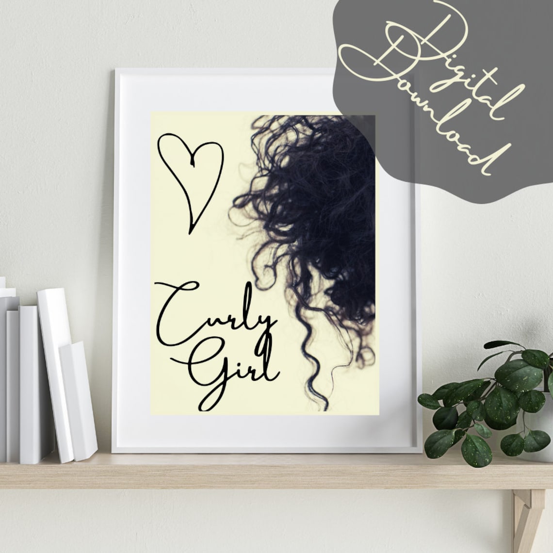Curly Girl Art/curly Hair Digital Art/curly Girl/curly Girls/curly Girl ...