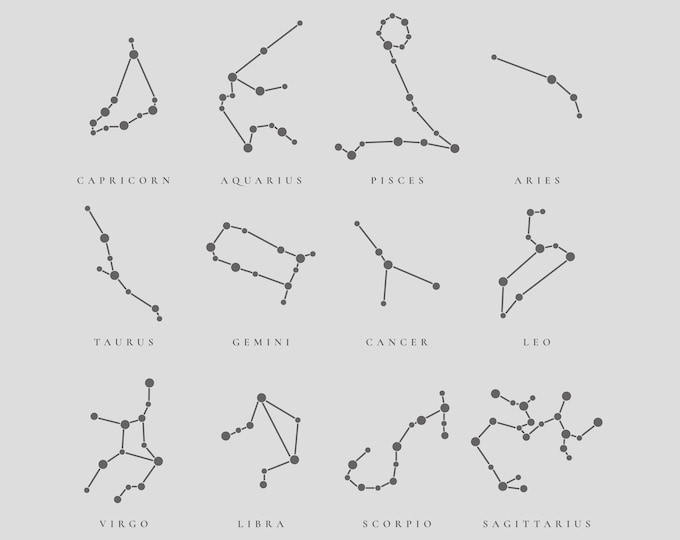 Zodiac Signs Constellation Stars Instant Download Design | Etsy