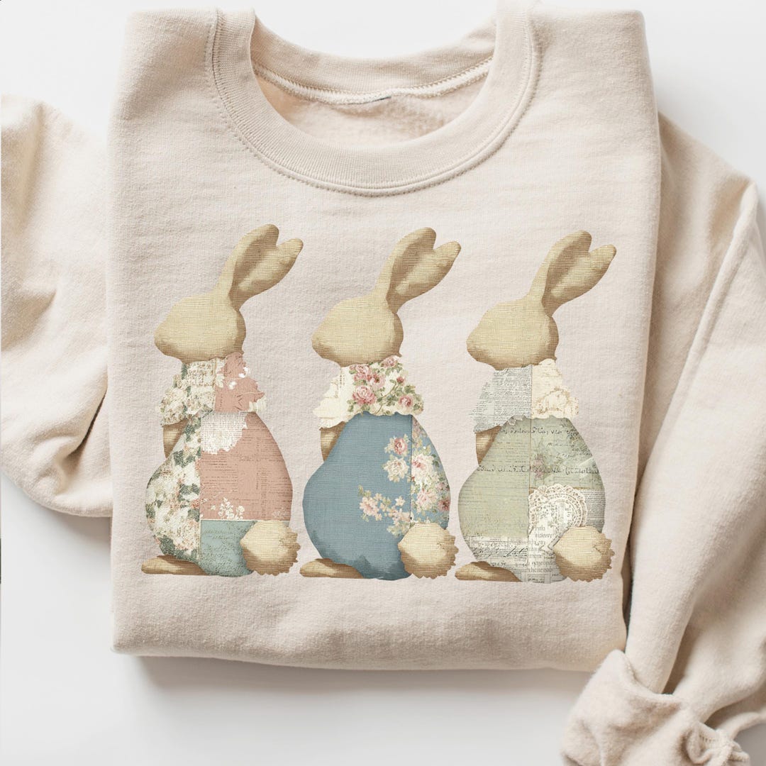 Vintage Easter Bunny PNG, Patchwork Png, Regency Cottagecore Bunnies ...