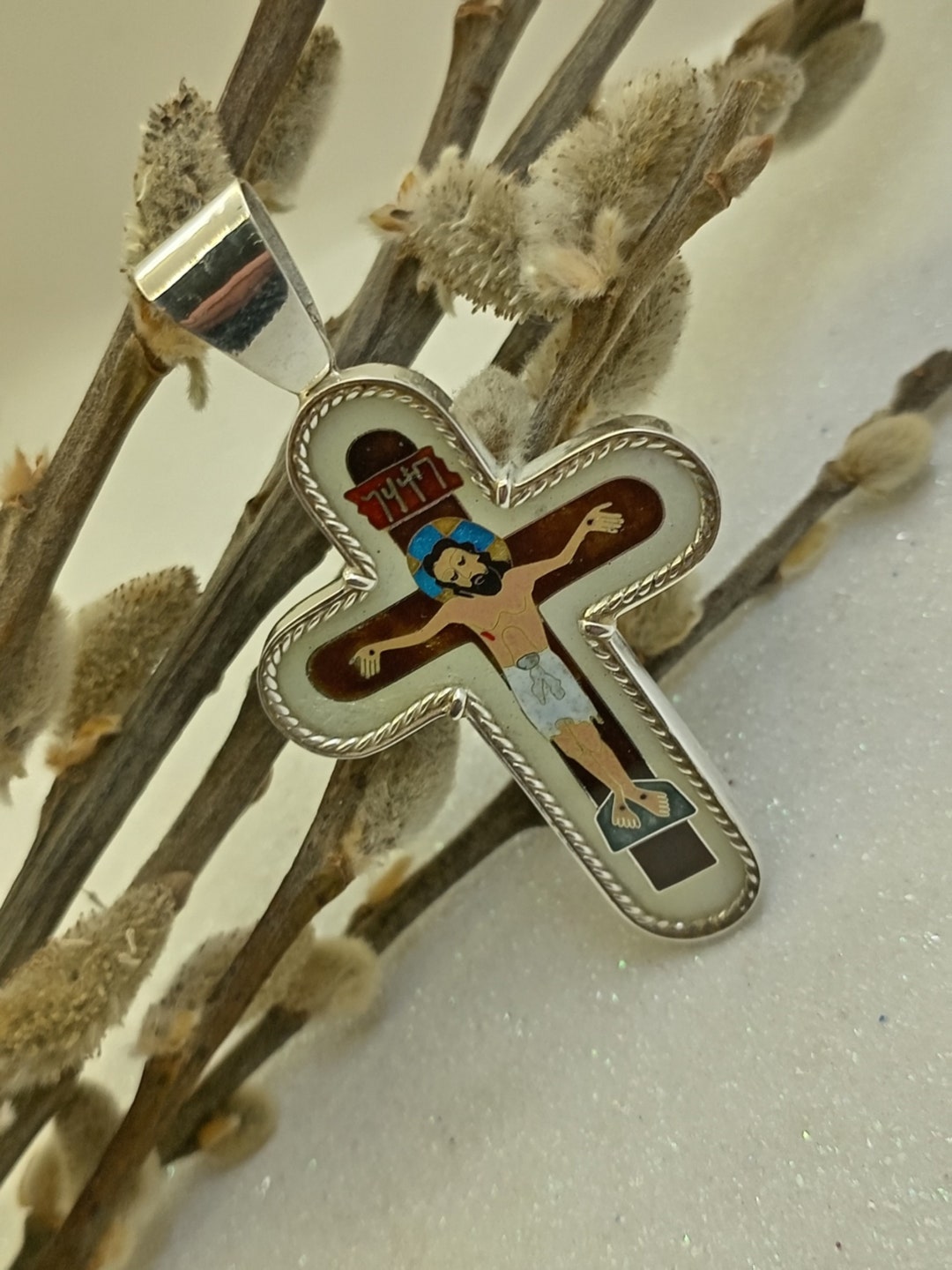 Orthodox Cross of Jesus Christ, Pendant With Enamel Cross, Cloisonne ...