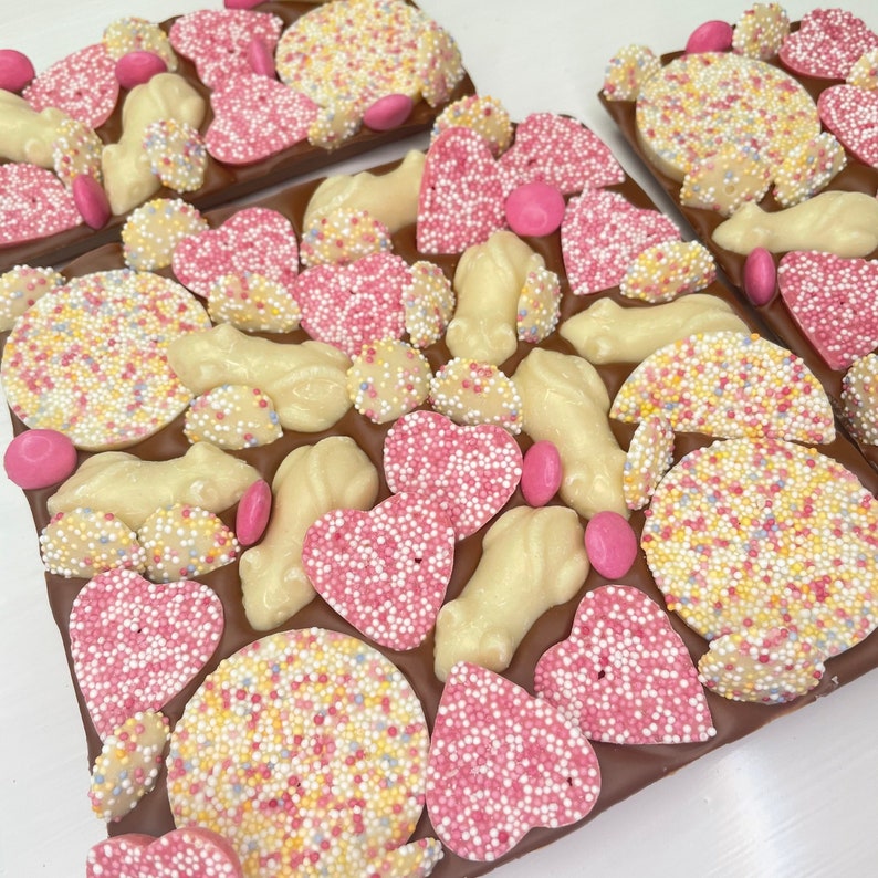 Milk White Chocolate Slab White Mice White Jazzles Pink Love | Etsy UK