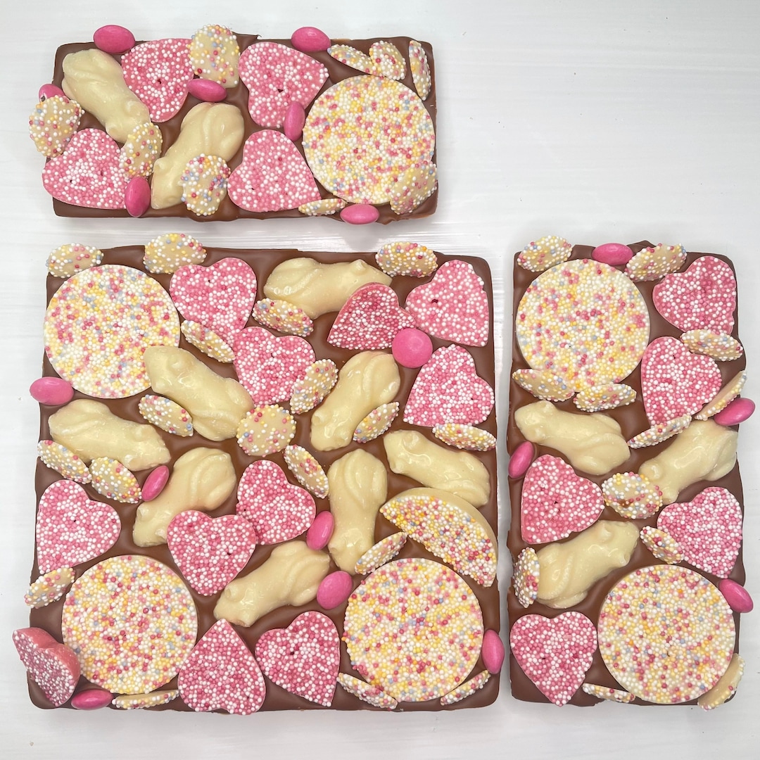Milk White Chocolate Slab White Mice White Jazzles Pink Love Hearts ...
