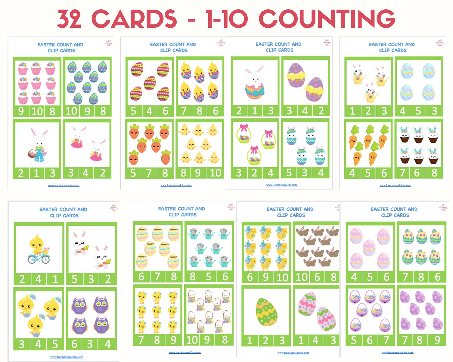 Easter Count Clip Cards Numbers 1-10 Count and Clip Activity - Etsy