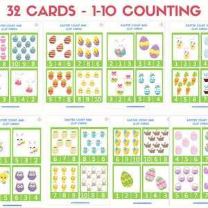 Easter Count Clip Cards, Numbers 1-10 Count and Clip Activity ...