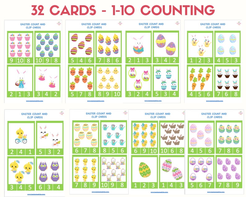 Easter Count Clip Cards Numbers 1-10 Count and Clip Activity - Etsy
