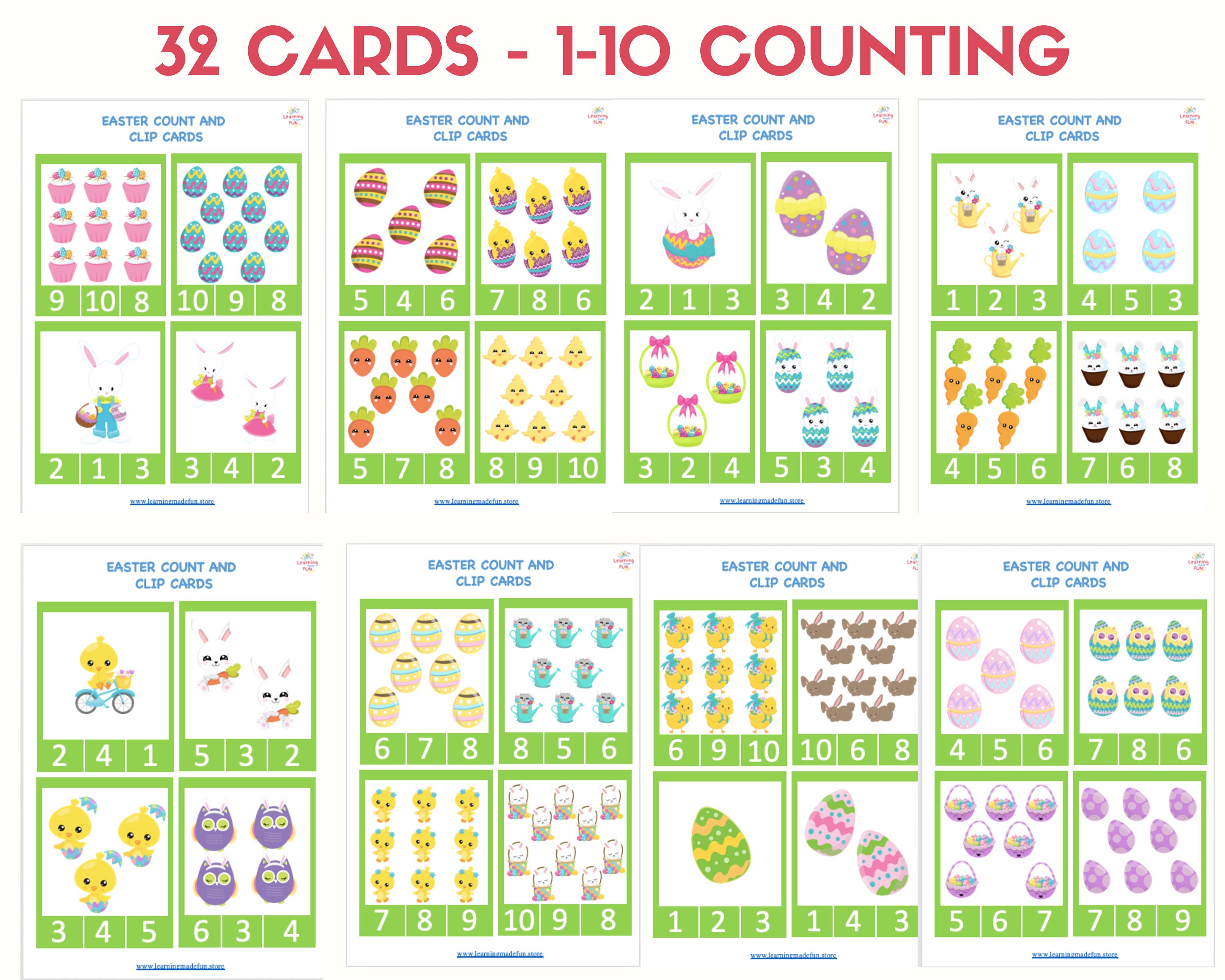 Easter Count Clip Cards Numbers 1-10 Count and Clip Activity - Etsy