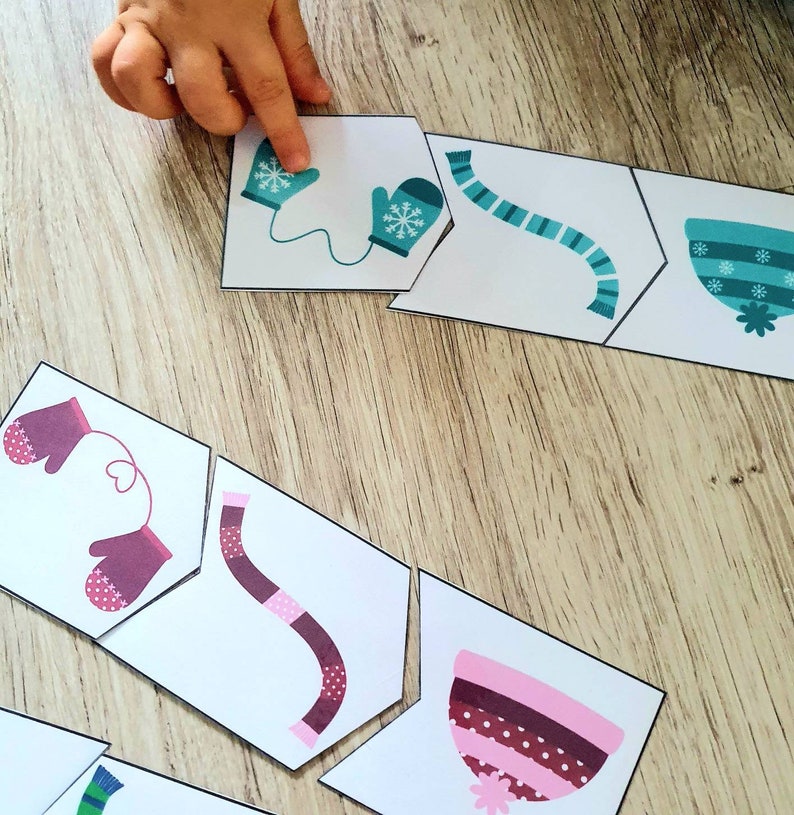 Winter Matching Game for Toddlers Hat Mittens Match Learning - Etsy