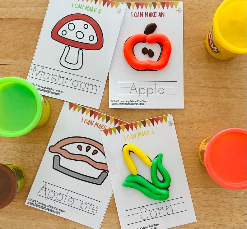 Fall Play Dough Mats Preschool Printables Play Doh Mats - Etsy