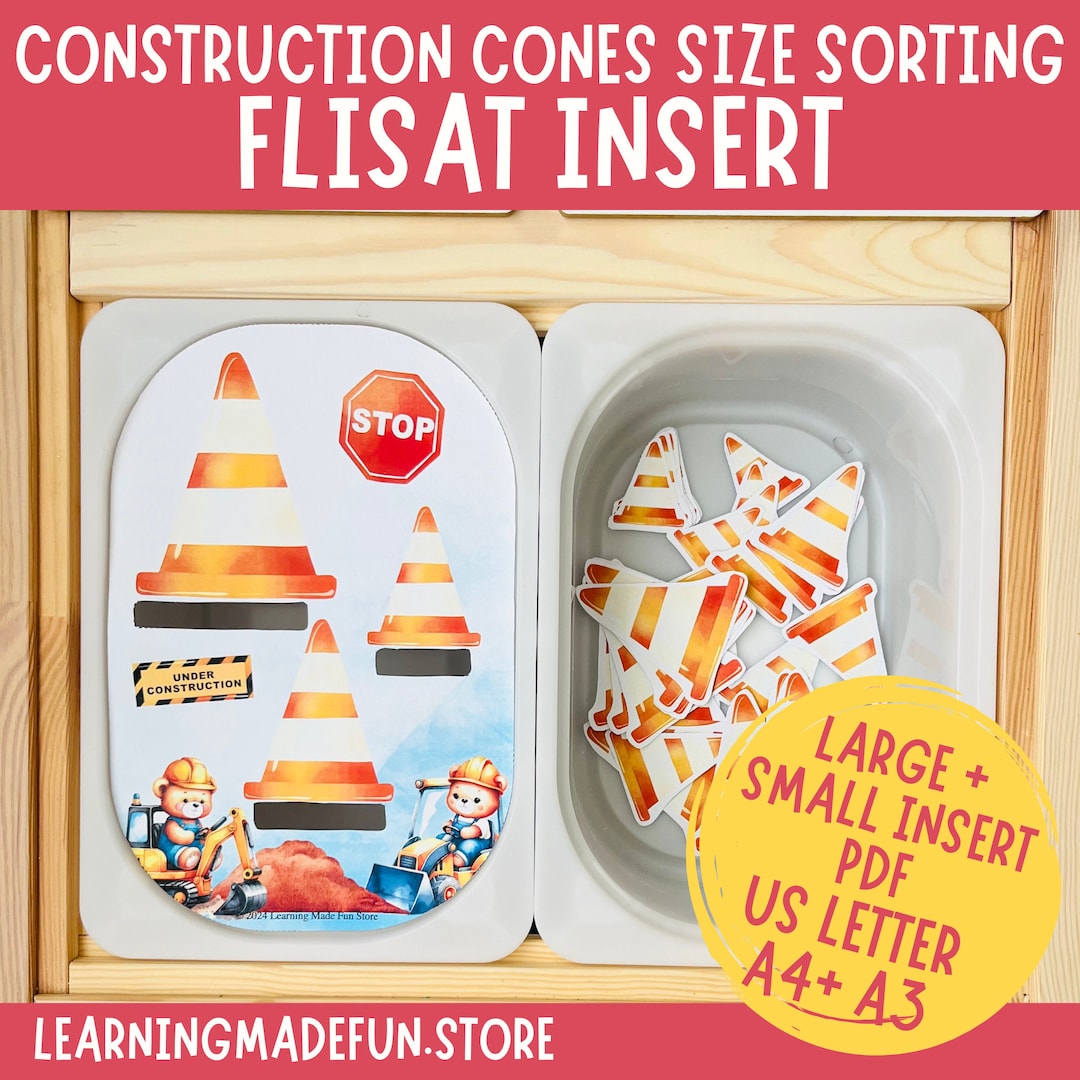 Construction Cones Size Sorting, Printable Flisat Insert, Trofast ...