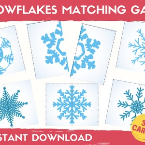Winter Matching Game for Kids, Snowflakes Matching Activity, Winter ...