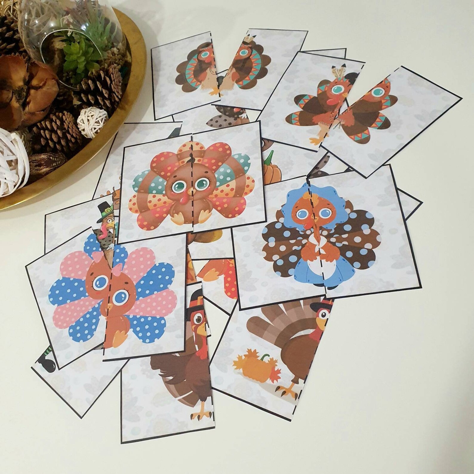 Thanksgiving Matching Game Turkey Matching Activity | Etsy