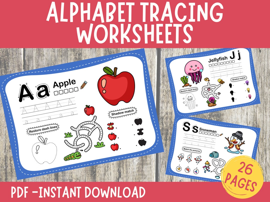 Alphabet Tracing Worksheets, ABC Preschool Worksheets, Learning ...