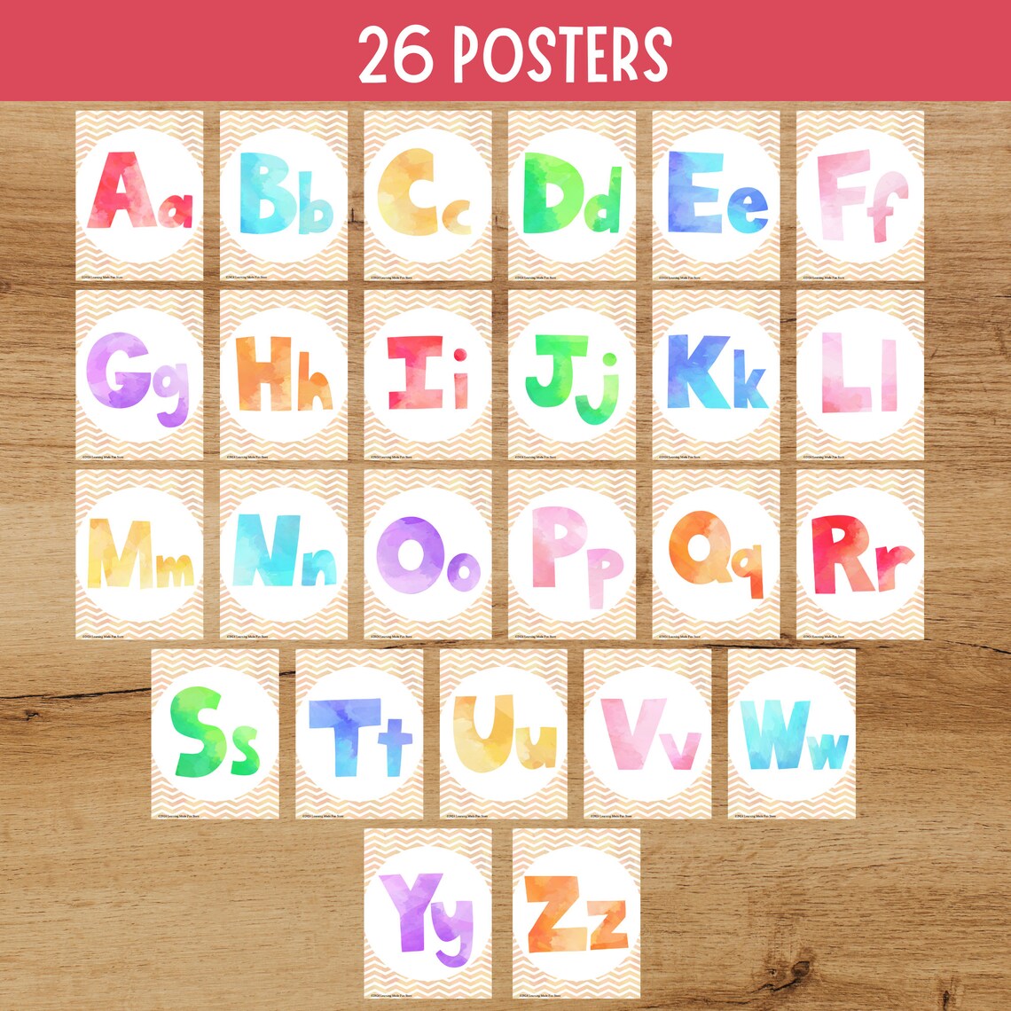 Watercolor Alphabet Posters: ABC Flashcards (digital Download) - Etsy