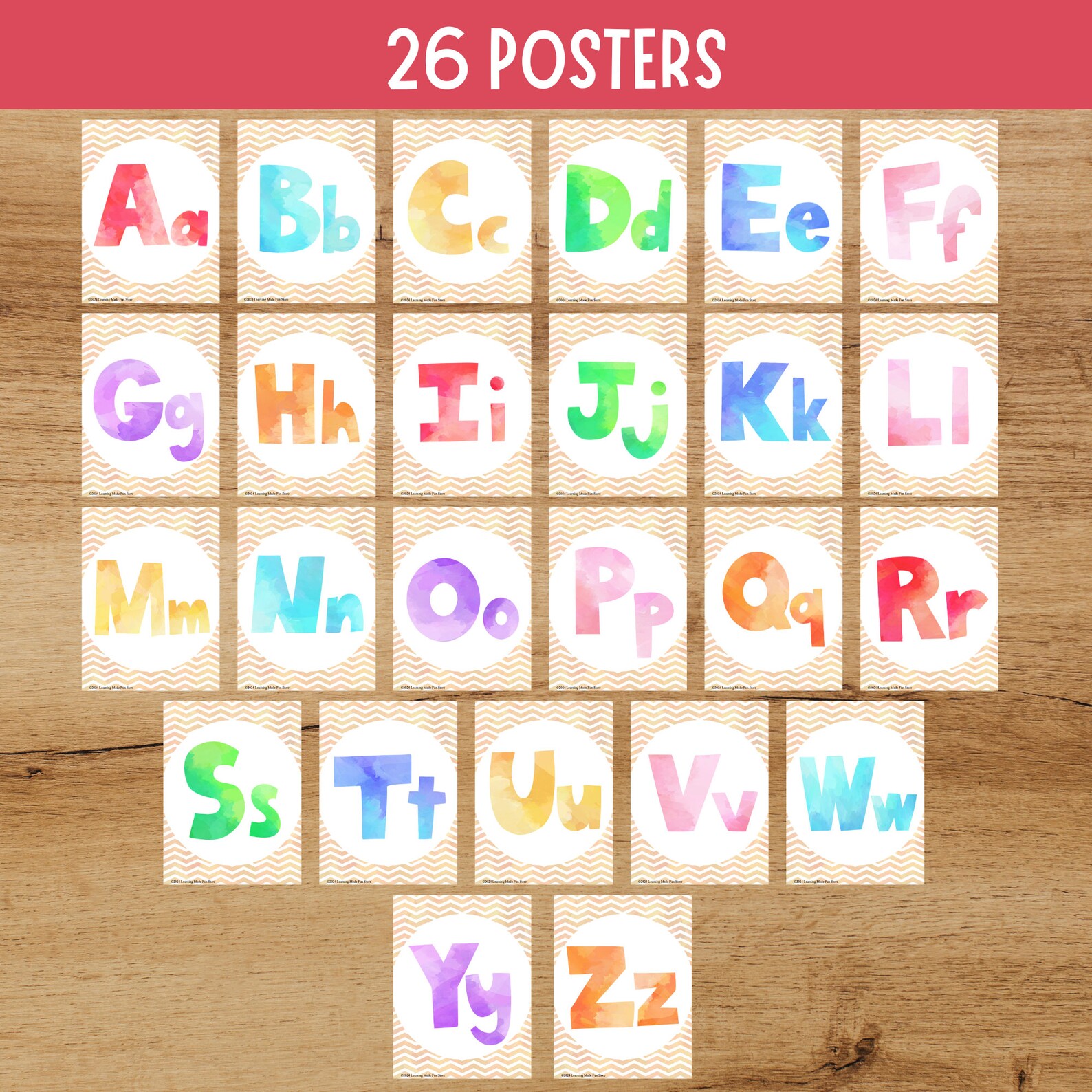 Watercolor Alphabet Posters: ABC Flashcards (digital Download) - Etsy
