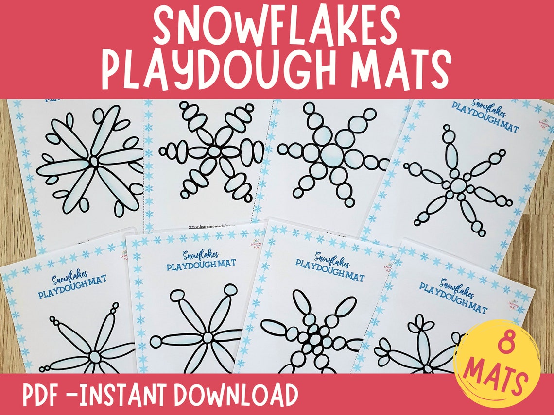 Snowflakes Play Dough Mats Printable Play Doh Toddler | Etsy