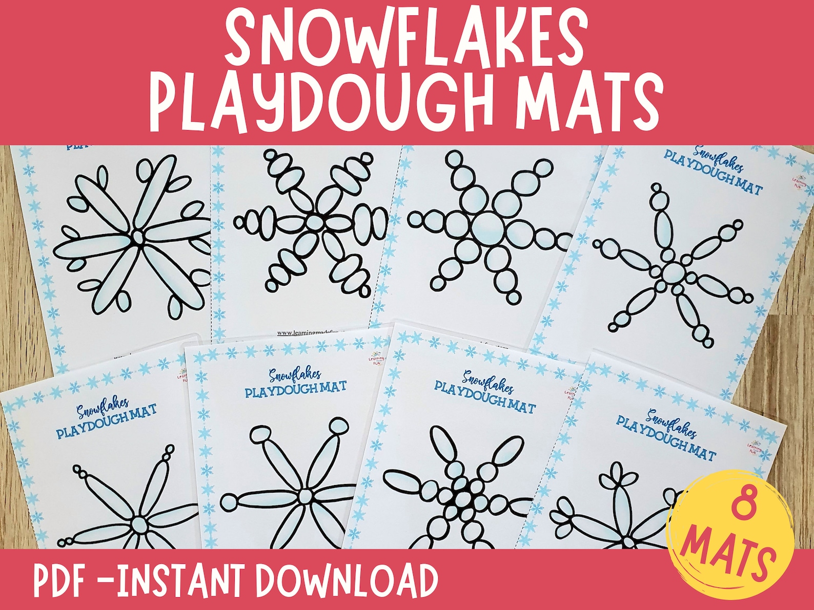 Snowflakes Play Dough Mats Printable Play Doh Toddler - Etsy