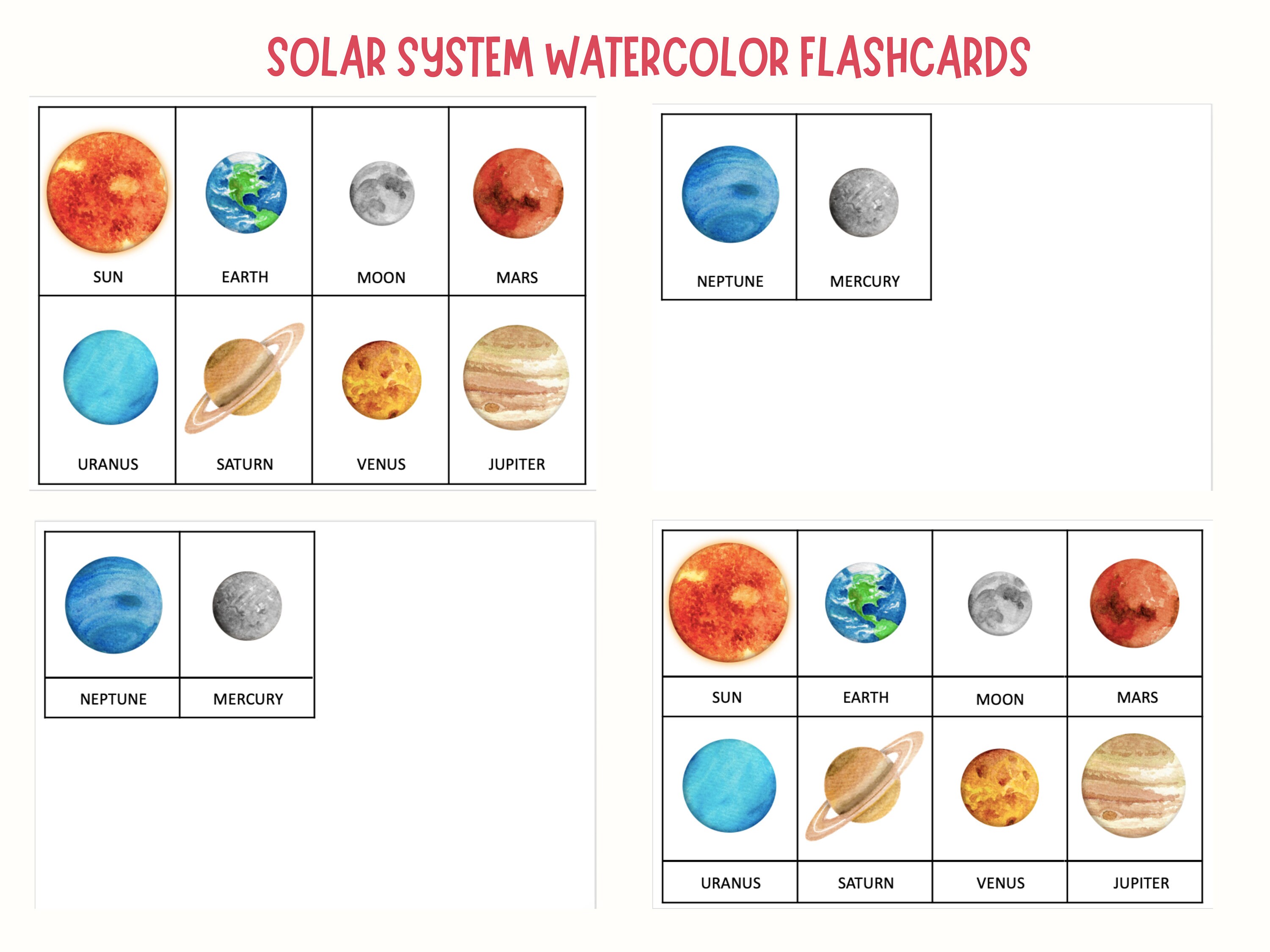 Solar System Montessori Cards: Space Nomenclature Flashcards (digital ...