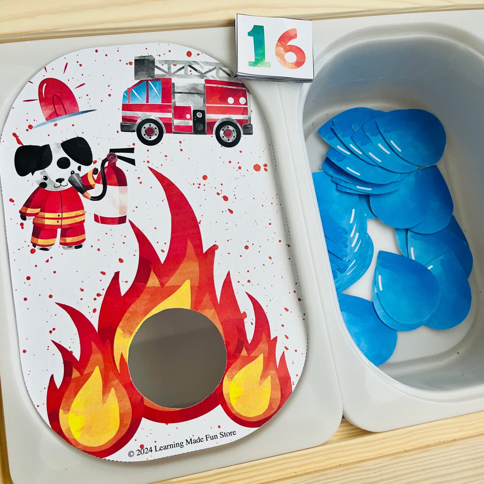 Firefighter Counting Flisat Insert, Preschool Printable (digital ...