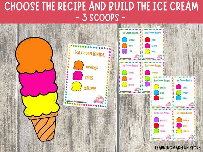 Build an Ice Cream Recipe Game Pretend Play Dramatic Play - Etsy