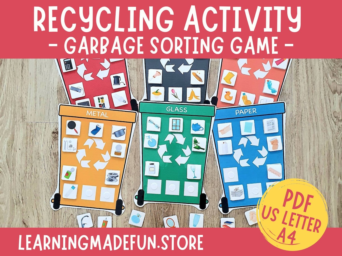 Recycling Game Earth Day Activity Waste Sorting Printable - Etsy