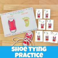Shoe Lacing Cards, Printable Shoe Tying Practice, Shoelaces, Kid's Fine ...