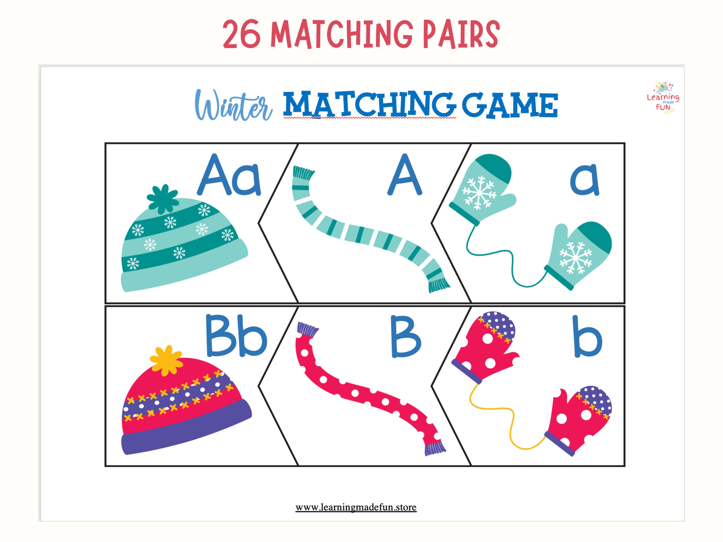 Winter Alphabet Matching Game Uppercase Lowercase Match ABC - Etsy