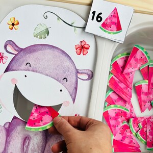 Feed the Hippo Counting to 20, Printable Flisat Insert, Trofast Insert ...