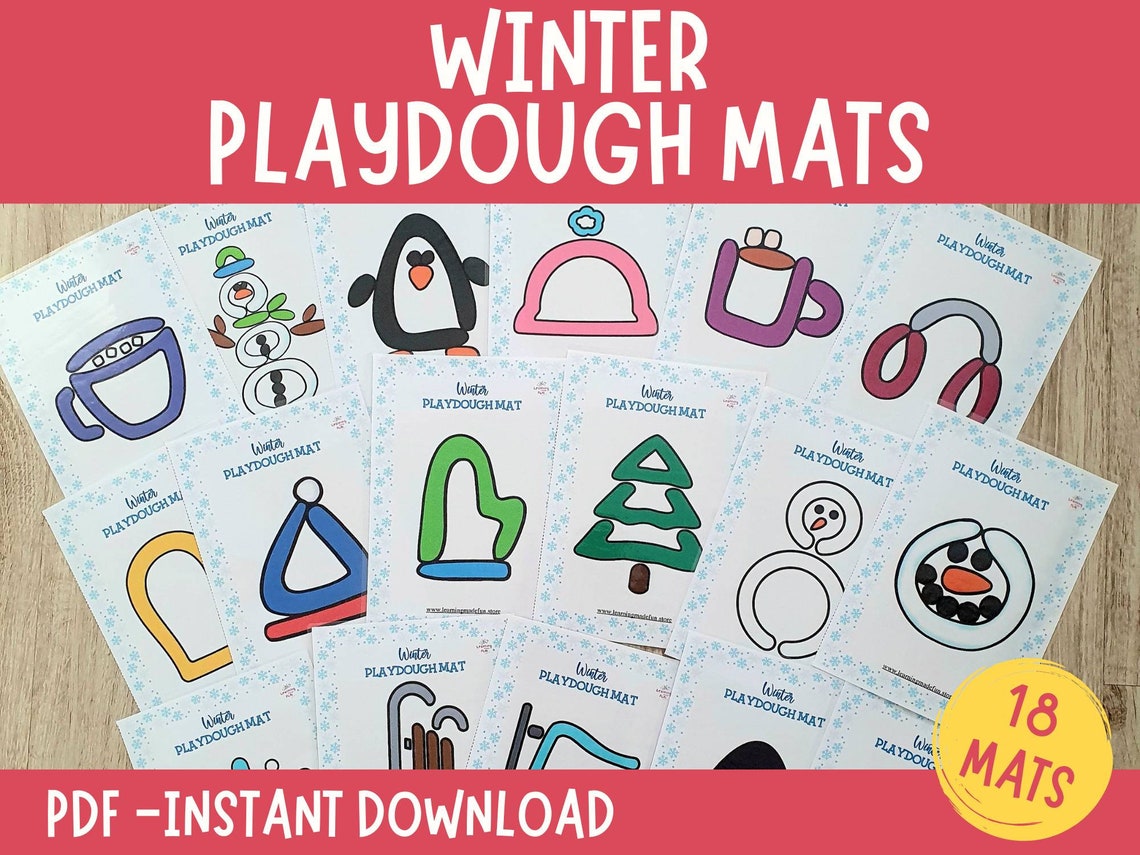Winter Play Dough Mats Printable Play Doh Toddler Activities | Etsy