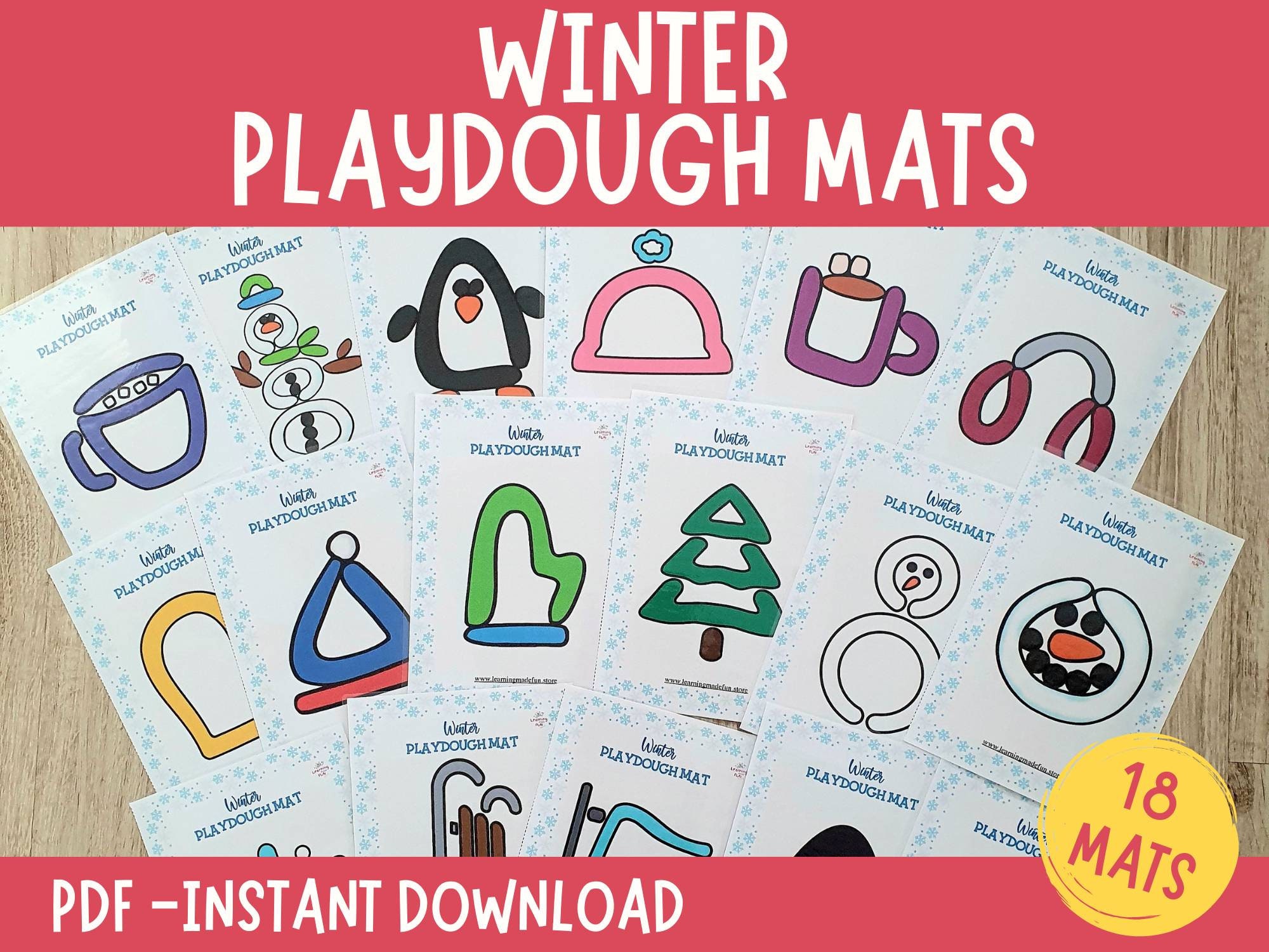 Winter Play Dough Mats Printable Play Doh Toddler Activities - Etsy