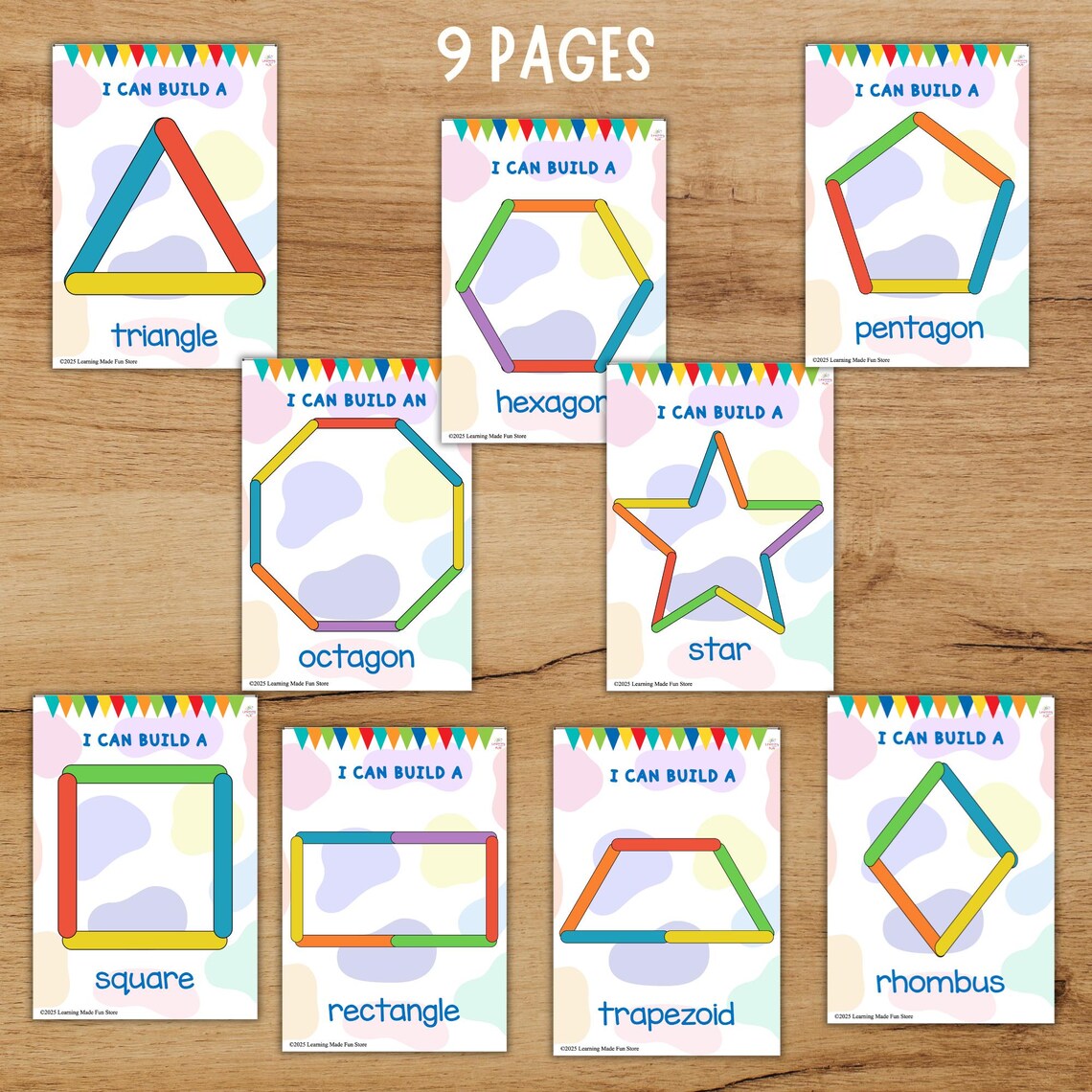 Popsicle Sticks Shapes Activity Game for Toddlers Montessori Printable ...