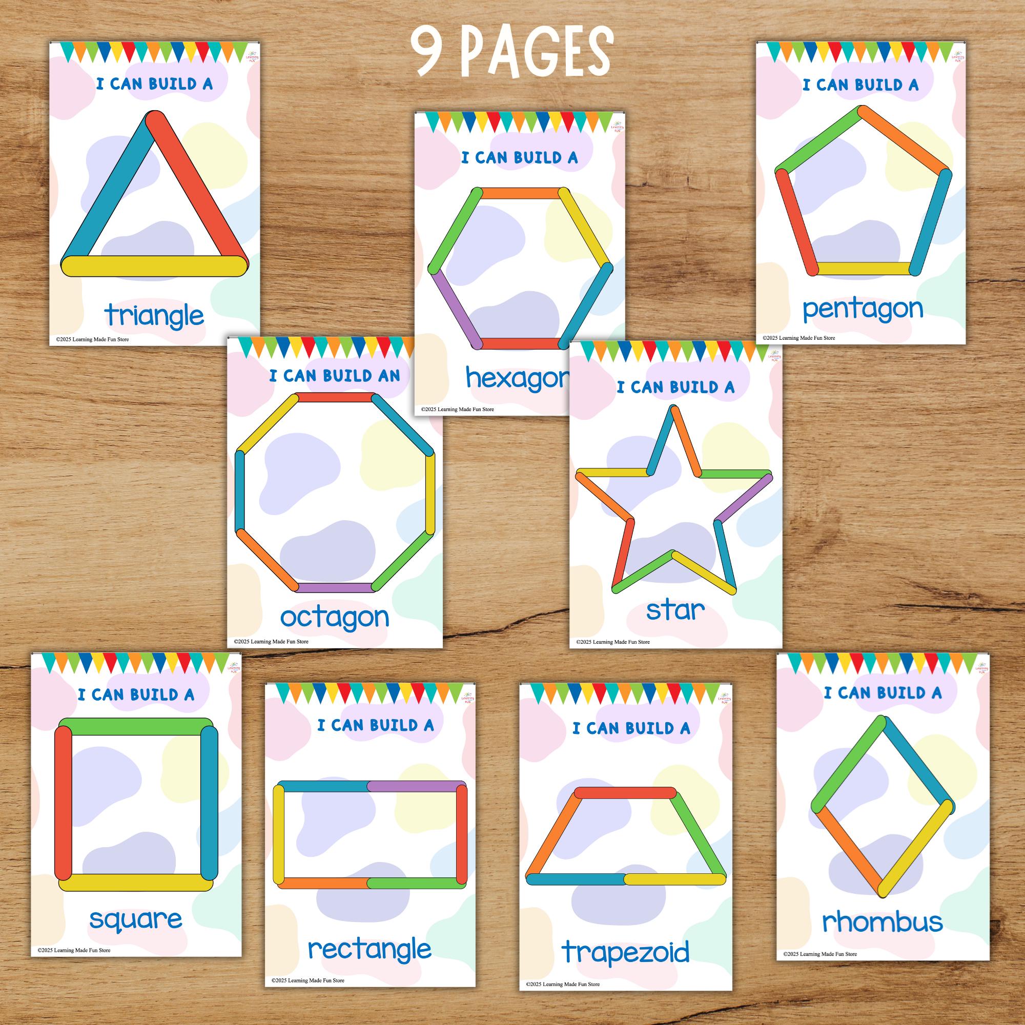 Popsicle Sticks Shapes Activity Game for Toddlers Montessori Printable ...