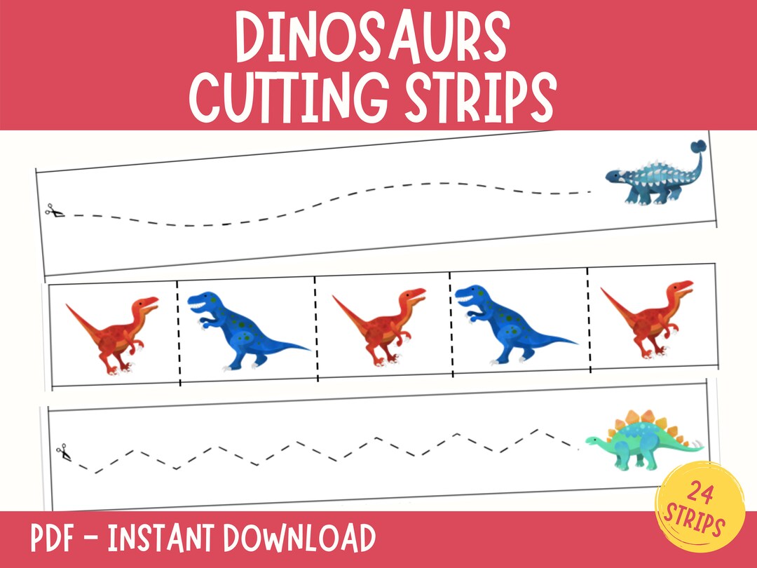 Dinosaurs Cutting Strips, Scissor Skills, Preschool Motor Skills, Fine ...