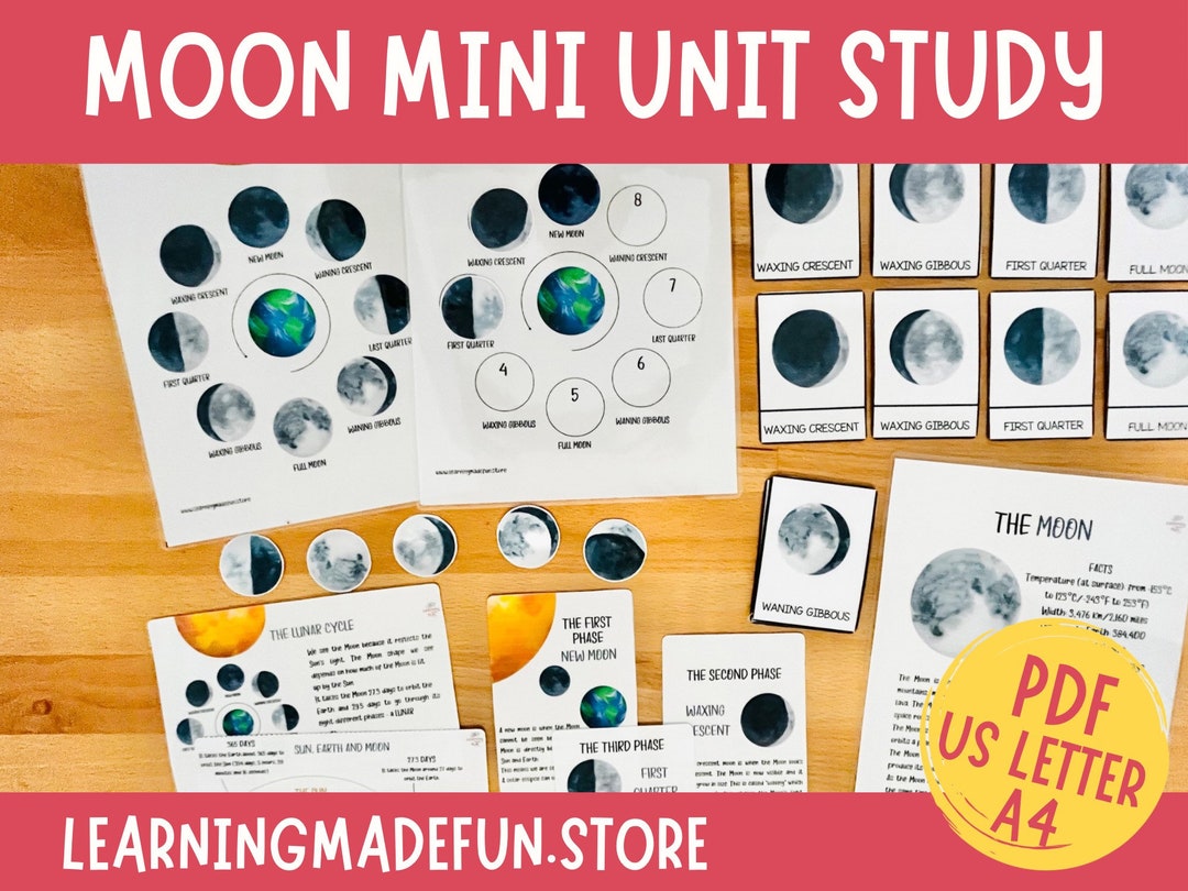 Moon Phases Unit Study, Phases of the Moon Learning Activity, Pre-k ...