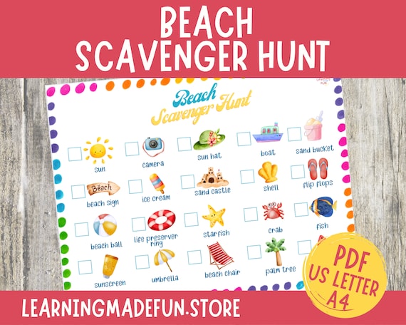 Beach Scavenger Hunt for Kids Summer Vacation Scavenger Hunt - Etsy