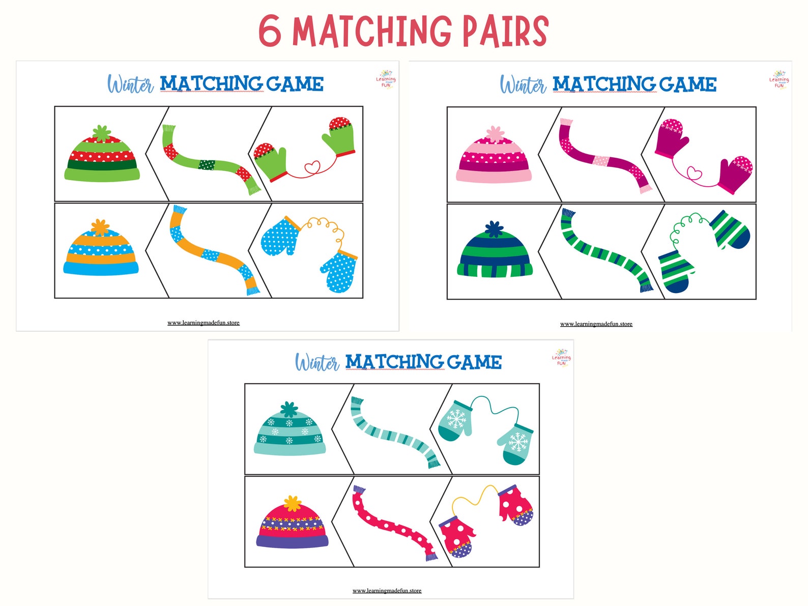 Winter Matching Game for Toddlers Hat Mittens Match Learning - Etsy