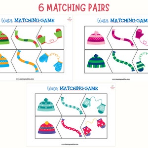 Winter Matching Game for Toddlers: Hat, Mittens, Scarf (PDF Pattern) - Etsy
