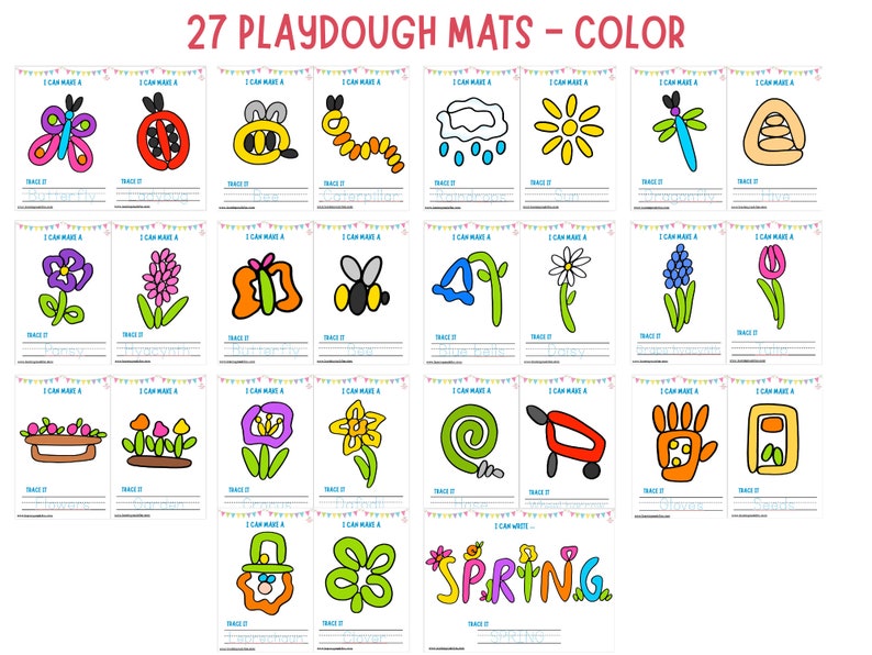 SPRING Play Dough Mats Printable Play Doh Toddler Activitiy | Etsy