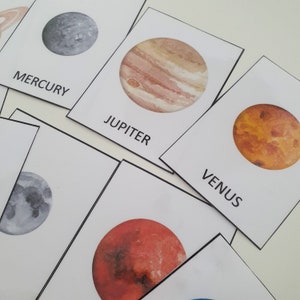 Solar System Montessori Cards, Space Flash Cards, Three Part Cards ...