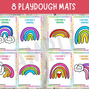 Rainbows Play Dough Mats, Printable Play Doh Toddler Activities, Summer ...