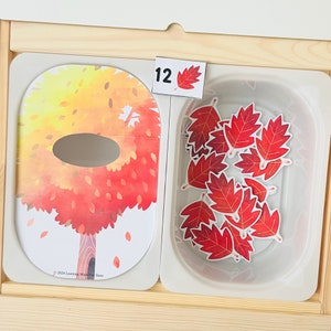 Fall Leaves Counting to 20, Printable Flisat Insert, Trofast Insert ...