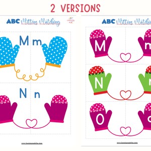 Alphabet Matching Game, Uppercase Lowercase Match, ABC Mittens Matching ...