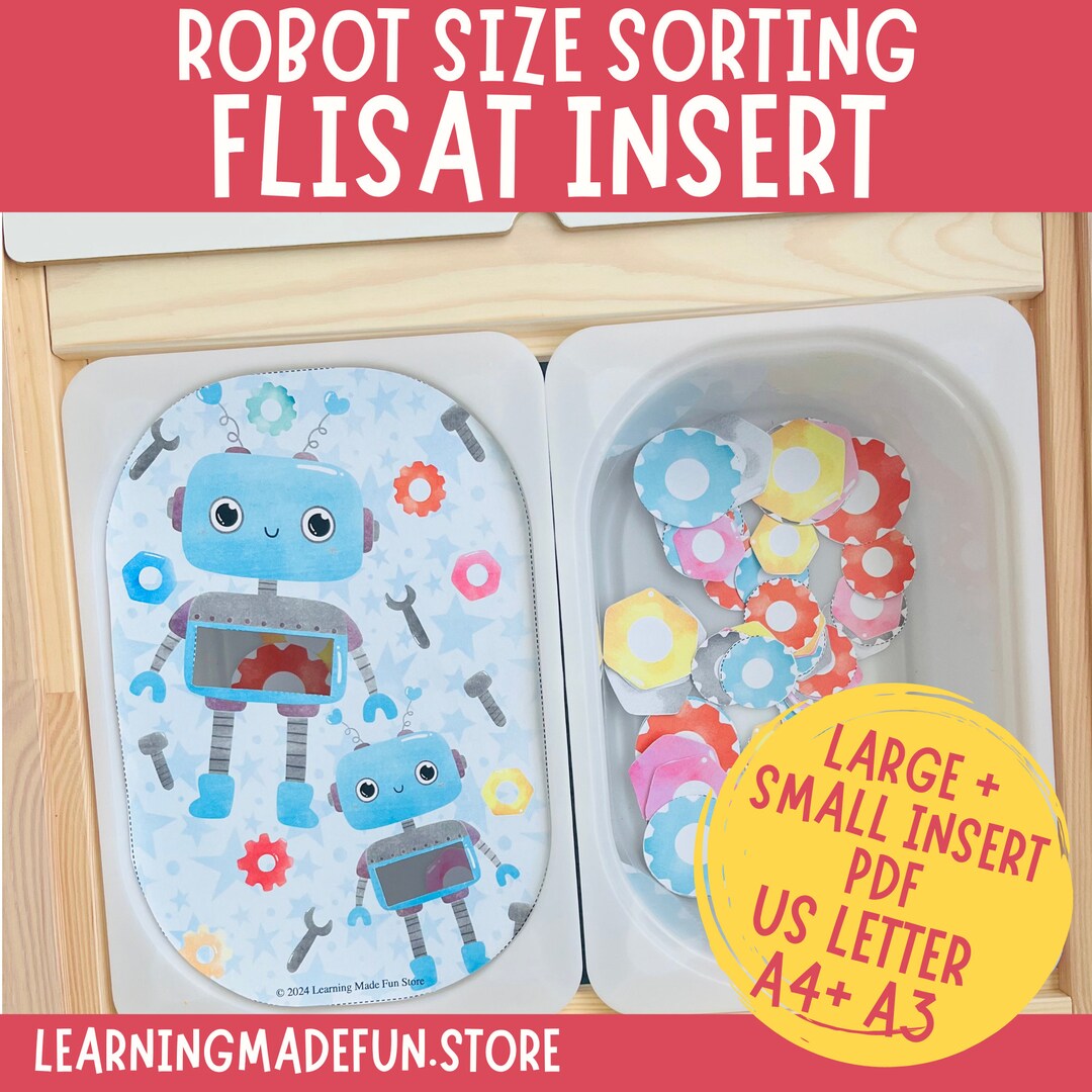 Robot Size Sorting Flisat Insert, Preschool Printable (digital Download ...