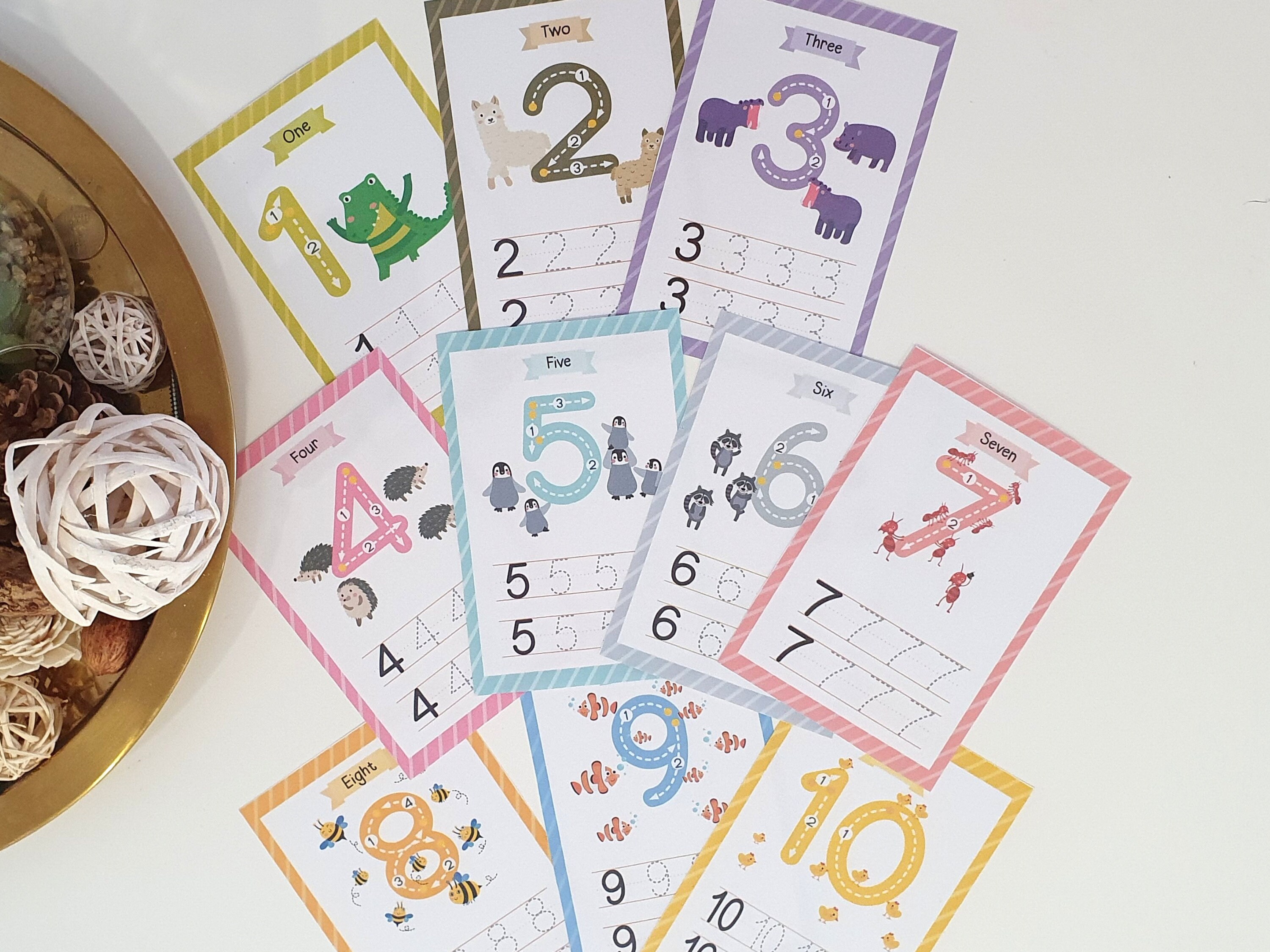 Number Tracing Flashcards: Toddler Learning Printable (PDF) - Etsy